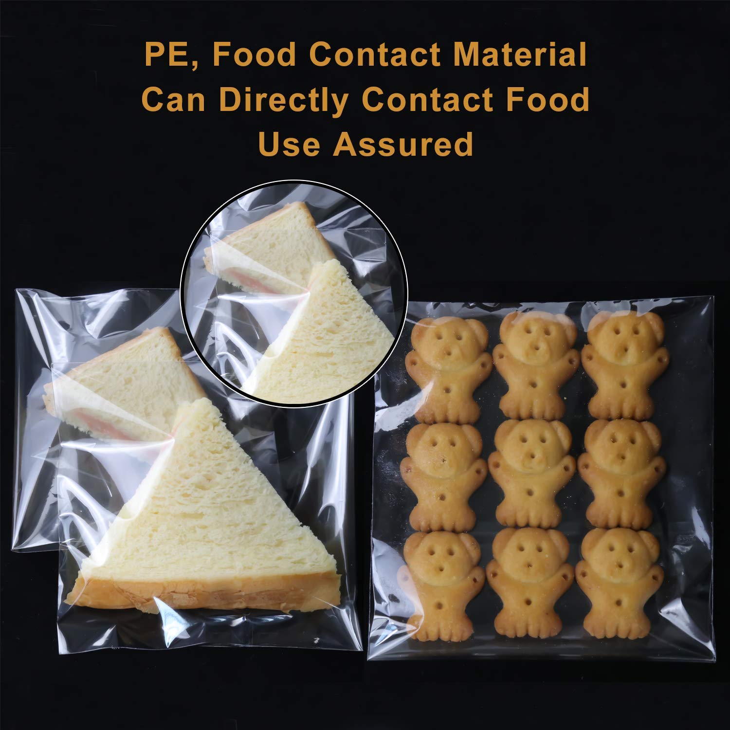 800 PCS Clear Re-sealable Cello/Cellophane Bags 3 Sizes with 4×6, 5×7, 6×9 Inch Good for Bakery, Snacks, Candle, Soap, Cookie, Jewelry, Cards