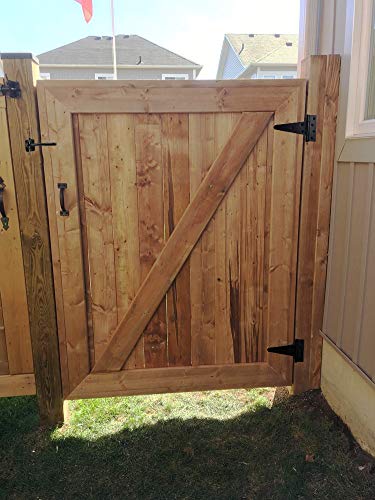SANKINS 6 Inch T-Strap Shed Door Hinges Heavy Duty,Black Tee Hinge for Wooden Fences,Yard Door,Barn Door Gates, Wrought Hardware Rustproof,2Pack/Set