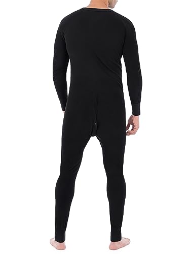 Fruit of the Loom Men's Premium Thermal Union Suit, Black, Medium
