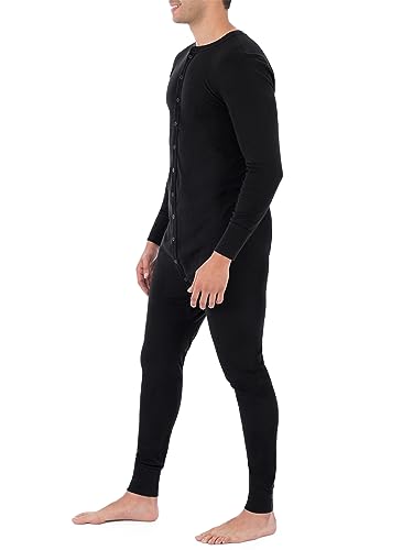 Fruit of the Loom Men's Premium Thermal Union Suit, Black, Medium