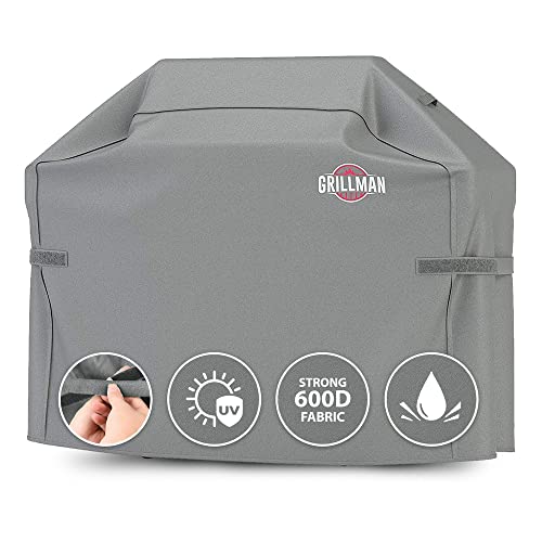 Grillman Premium Grill Cover for Outdoor Grill, BBQ Grill Cover, Rip-Proof, Waterproof, Top Heavy-Duty Large Grill Covers for Outside, Barbecue Cover & Gas Grill Covers (52" L x 26" W x 43" H, Gray)