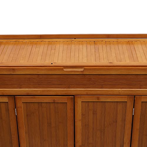 Gdrasuya10 7 Tier Shoe Rack, Bamboo Shoe Storage Cabinet with Doors Freestanding Shoes Boots Storage Shelf Organizer for Entryway Living Room Bedroom, 46 x 13 x 45.3in