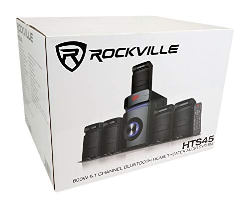 Rockville HTS45 800w 5.1 Channel Bluetooth Home Theater Audio System+Subwoofer