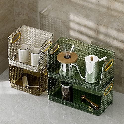 Makeup Organizer 2 pack,12.6-Inches long,6-inches Tall,Stackable Bathroom Organizer,Skin Care Organizer,Waterproof and Dustproof Makeup Holder,Ideal for Vanity,Bathroom and KitchenâŚ