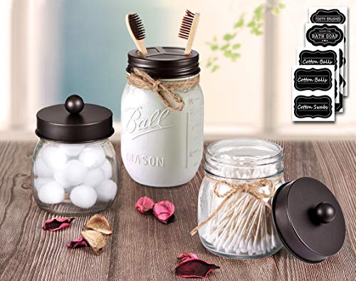 Mason Jar Bathroom Accessories Lids Set(4pcs) - Jar Not Included - Soap Dispenser,Toothbrush Holder, Apothecary Storage Jars Lids for Regular Mouth Mason Jars - Rustproof Stainless Steel,Bronze