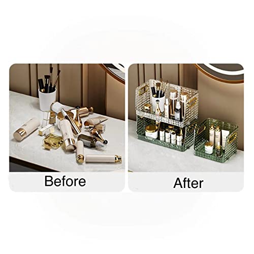 Makeup Organizer 2 pack,12.6-Inches long,6-inches Tall,Stackable Bathroom Organizer,Skin Care Organizer,Waterproof and Dustproof Makeup Holder,Ideal for Vanity,Bathroom and KitchenâŚ