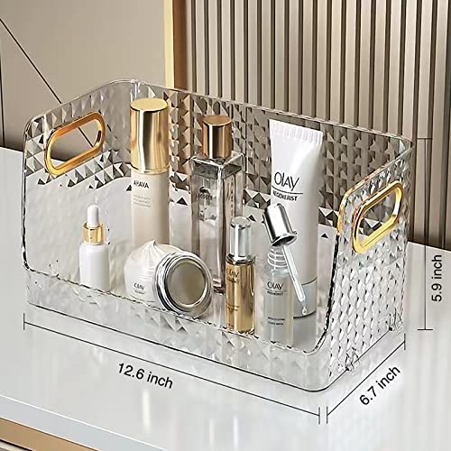 Makeup Organizer 2 pack,12.6-Inches long,6-inches Tall,Stackable Bathroom Organizer,Skin Care Organizer,Waterproof and Dustproof Makeup Holder,Ideal for Vanity,Bathroom and KitchenâŚ