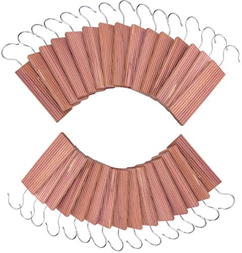Prettyway Cedar Blocks for Clothes Storage, Red Cedar Pantry Hanging Planks Closets Deodorant, Cedarwood Hang Ups Drawers Fresh Scent, 30 Pack