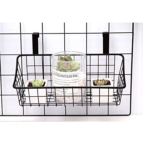 LeleCAT Basket with hook Grid Storage Basket, Hang it behind a door or on a railing, Over the Cabinet Door, Small, BLack,1 Pack