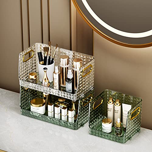 Makeup Organizer 2 pack,12.6-Inches long,6-inches Tall,Stackable Bathroom Organizer,Skin Care Organizer,Waterproof and Dustproof Makeup Holder,Ideal for Vanity,Bathroom and KitchenâŚ