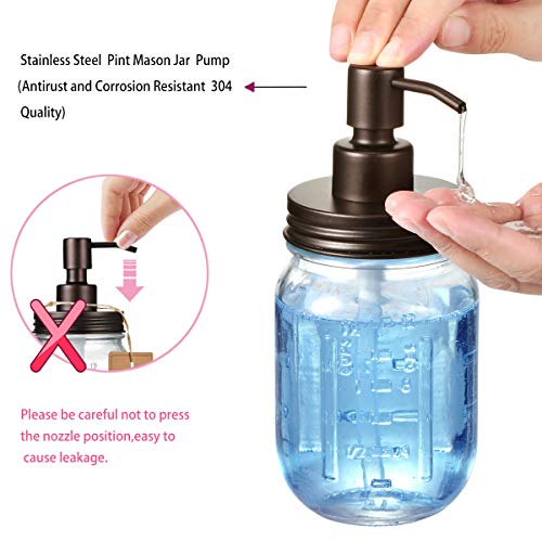 Mason Jar Bathroom Accessories Lids Set(4pcs) - Jar Not Included - Soap Dispenser,Toothbrush Holder, Apothecary Storage Jars Lids for Regular Mouth Mason Jars - Rustproof Stainless Steel,Bronze
