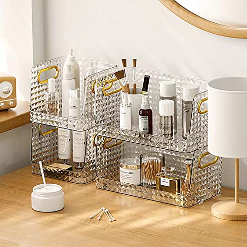 Makeup Organizer 2 pack,12.6-Inches long,6-inches Tall,Stackable Bathroom Organizer,Skin Care Organizer,Waterproof and Dustproof Makeup Holder,Ideal for Vanity,Bathroom and KitchenâŚ