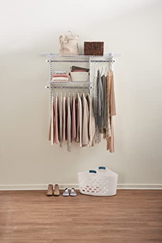 Rubbermaid Configurations Classic Closet Kit, White, 3-6 Ft., Wire Shelving Kit with Expandable Shelving and Telescoping Rods, Custom Closet Organization System, Easy Installation