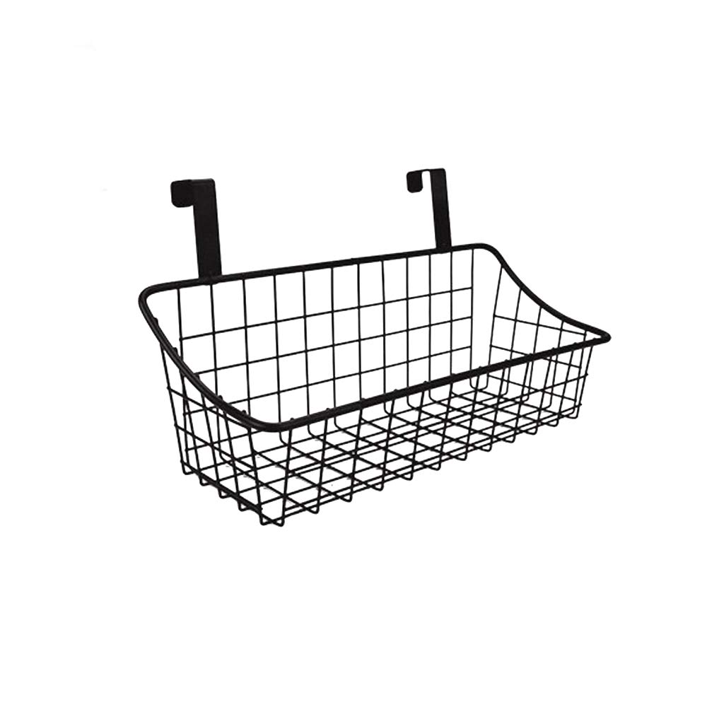 LeleCAT Basket with hook Grid Storage Basket, Hang it behind a door or on a railing, Over the Cabinet Door, Small, BLack,1 Pack