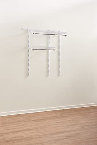 Rubbermaid Configurations Classic Closet Kit, White, 3-6 Ft., Wire Shelving Kit with Expandable Shelving and Telescoping Rods, Custom Closet Organization System, Easy Installation