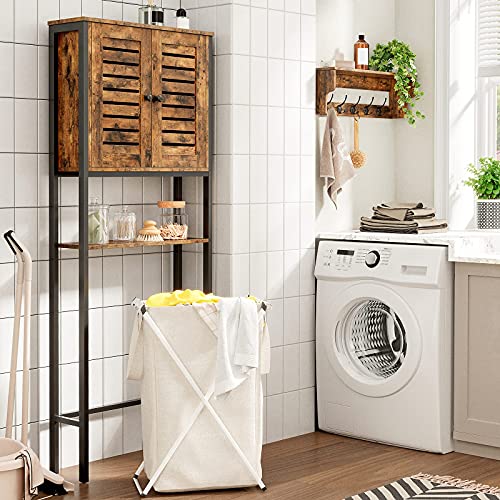 HOOBRO Over The Toilet Storage Cabinet, Bathroom Space Saver with Louver Door, Industrial Bathroom Cabinet Over Toilet, Easy to Assemble, Stable, Rustic Brown BF43TS01