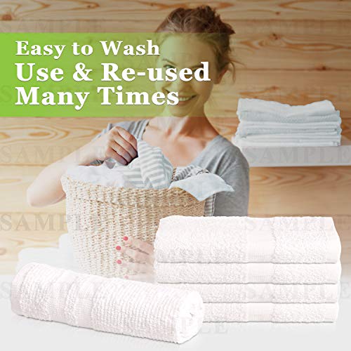 24 Pack Jmr Premium White Cotton Washcloths 12x12 Soft Absorbent Face Towels, Bath, Spa, Gym Use