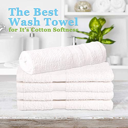 24 Pack Jmr Premium White Cotton Washcloths 12x12 Soft Absorbent Face Towels, Bath, Spa, Gym Use