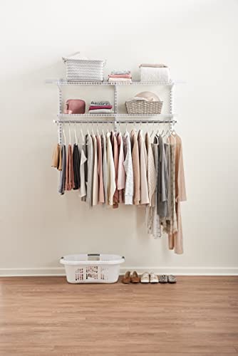 Rubbermaid Configurations Classic Closet Kit, White, 3-6 Ft., Wire Shelving Kit with Expandable Shelving and Telescoping Rods, Custom Closet Organization System, Easy Installation