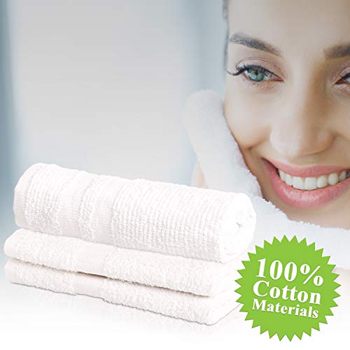 24 Pack Jmr Premium White Cotton Washcloths 12x12 Soft Absorbent Face Towels, Bath, Spa, Gym Use