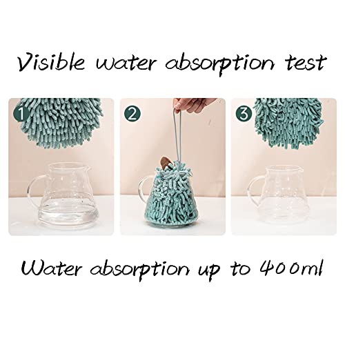 Wucmene Hand Towels for Bathroom Decorative Set, Chenille Hanging Hand Towel Ball Microfiber Plush Absorbent Soft Small Bath Towel with Loop for Kitchen Sink or Powder Room (Purple+Yellow)