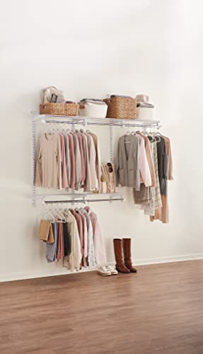 Rubbermaid Configurations Classic Closet Kit, White, 3-6 Ft., Wire Shelving Kit with Expandable Shelving and Telescoping Rods, Custom Closet Organization System, Easy Installation