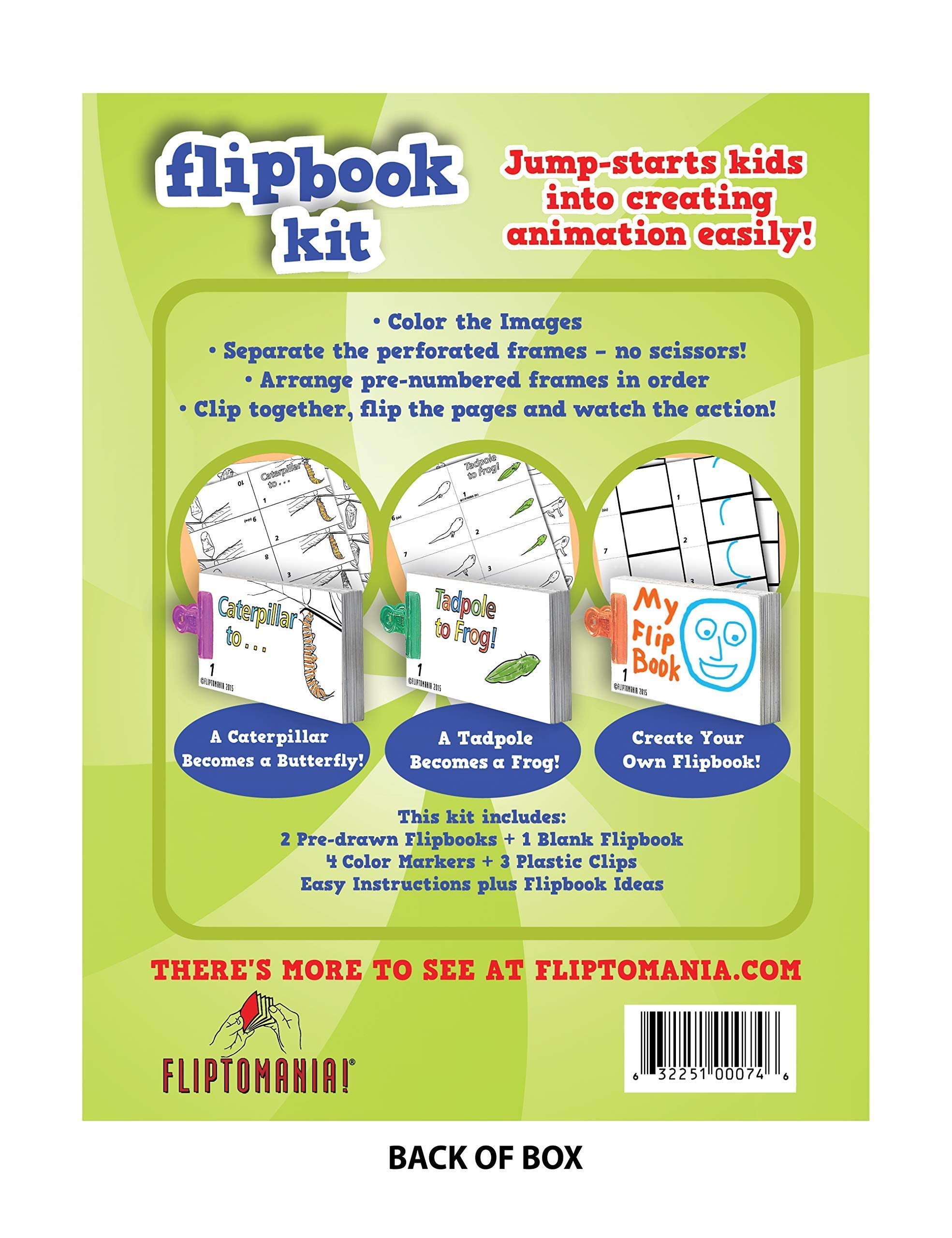 Fliptomania Bundle of 3 Flipbook Kits for Kids - Rocket & Robot, Frog and Butterfly, Dinosaurs - Save 15%
