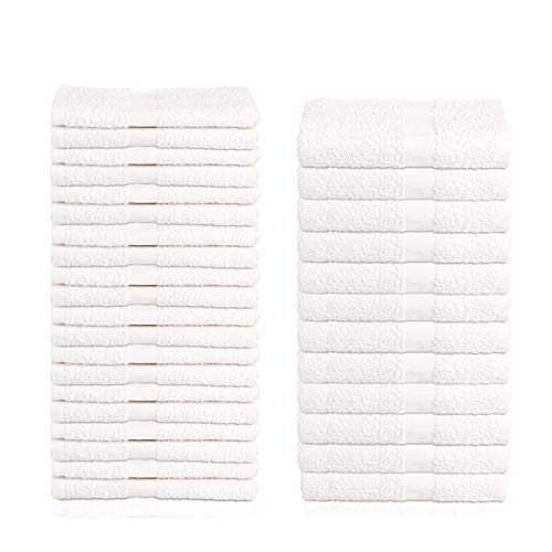 24 Pack Jmr Premium White Cotton Washcloths 12x12 Soft Absorbent Face Towels, Bath, Spa, Gym Use