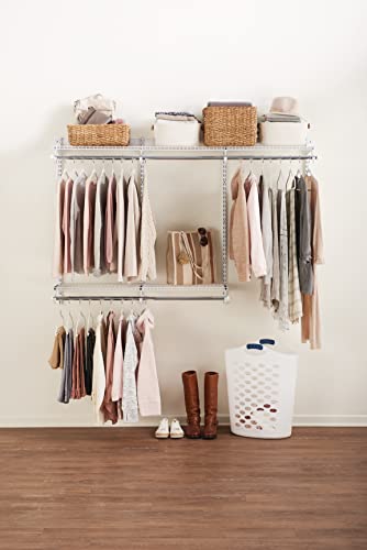 Rubbermaid Configurations Classic Closet Kit, White, 3-6 Ft., Wire Shelving Kit with Expandable Shelving and Telescoping Rods, Custom Closet Organization System, Easy Installation