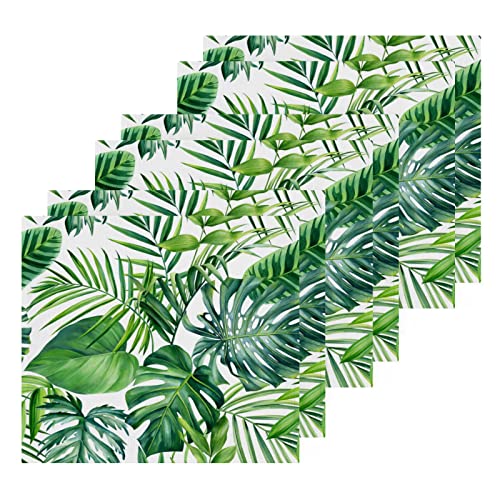 ALAZA Wash Cloth Set Tropical Palm Leaves(29c2) - Pack of 6, Cotton Face Cloths, Highly Absorbent and Soft Feel Fingertip Towels(238rh9a)