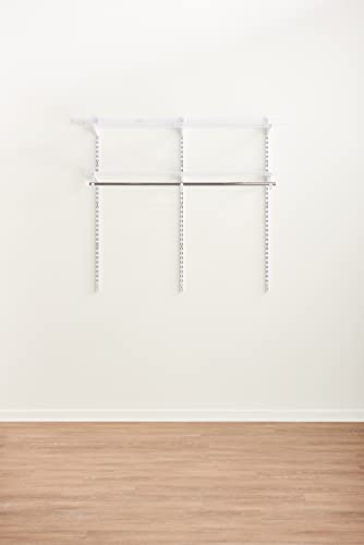 Rubbermaid Configurations Classic Closet Kit, White, 3-6 Ft., Wire Shelving Kit with Expandable Shelving and Telescoping Rods, Custom Closet Organization System, Easy Installation