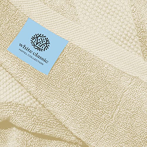 White Classic Luxury Hand Towels | 6 Pack Luxury Cotton Washcloths | 12 Pack Bundle (Beige)