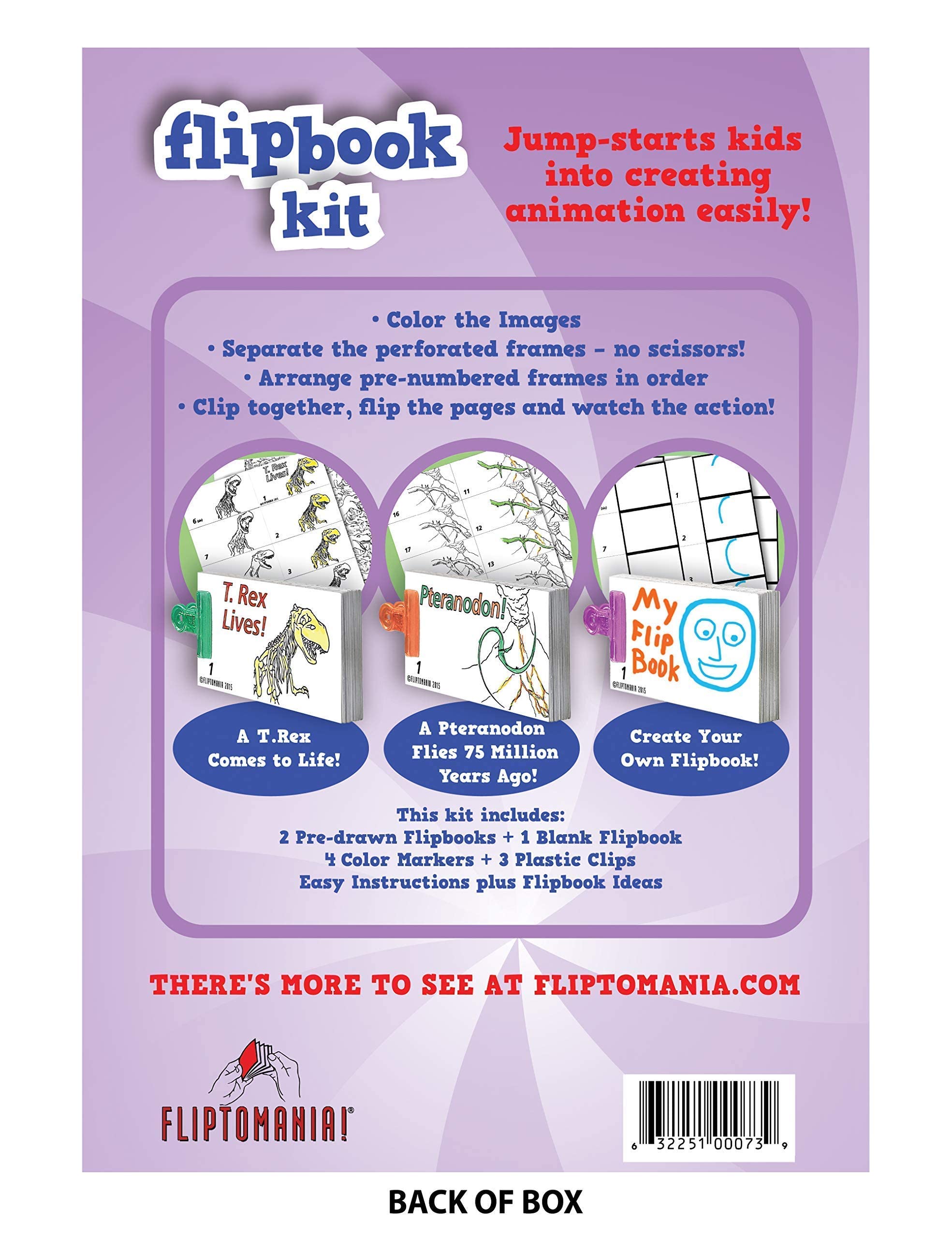 Fliptomania Bundle of 3 Flipbook Kits for Kids - Rocket & Robot, Frog and Butterfly, Dinosaurs - Save 15%