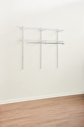 Rubbermaid Configurations Classic Closet Kit, White, 3-6 Ft., Wire Shelving Kit with Expandable Shelving and Telescoping Rods, Custom Closet Organization System, Easy Installation