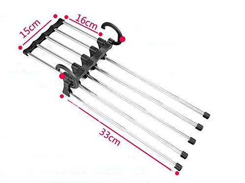 Flurries Folding Pants Hangers, Stainless Steel S-Shape Trousers Clothes Organizer Closet Space Saving for Pants Jeans Scarf Silver Slack (Black)