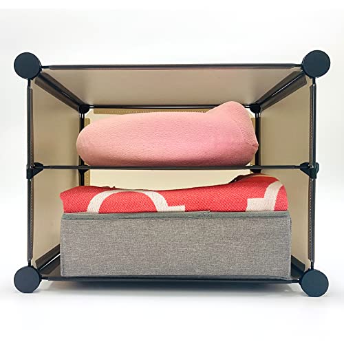 UNZIPE Shoe Rack with Door, 56 Pairs Shoes Storage Cabinet Plastic Freestanding Shoe Shelves DIY Cube Organizer for Closet, Bedroom,Garage Entryway, Dark Coffee