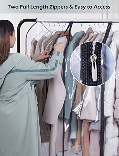SLEEPING LAMB 50'' Extra Large Clear Hanging Garment Bags for Closet Storage Bottom Enclosed Garment Rack Cover Sealed Wardrobe Clothes Protector for Coats, Suits, Dresses (Not Including Frame)