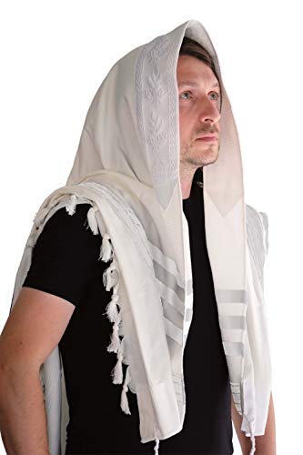 Tallit Prayer Shawl Cotton Kosher Tallit Gadol Tzitzit for Prayer Wash & Iron Gift Bar Mitzvah