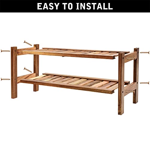 Bambu Masster Shoe Rack,100% Natural Acaia Wood Shoe Rack,Entryway Shoe Rack,Stackable,Small Shoe Rack,Shoes Rack,Shoe Stand Free Standing Shoe Racks.