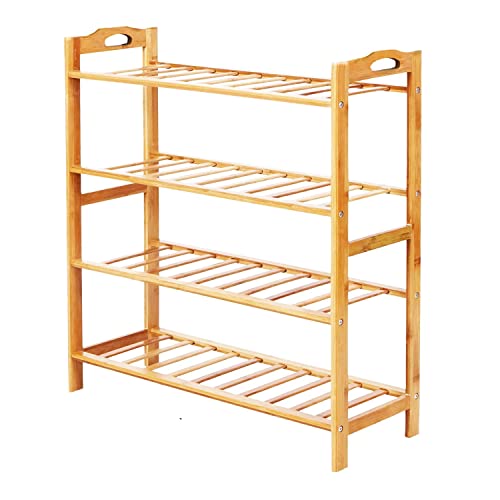 JAPIIM 4-Tier Free Standing Shoe Racks, Practical Storage Shelves, Storage Racks, Free Standing Shoe Racks for Bedroom Hallway Closets (Bamboo Strips)