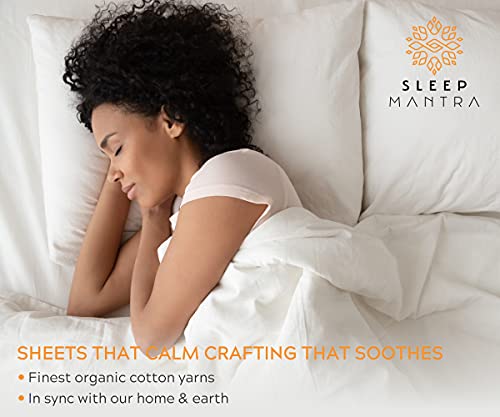 100% Organic Cotton Pillowcases - Soft and Crisp, Cooling Percale Weave, Breathable Pillow Covers, Sleep Mantra, Set of 2 (King Size, White)