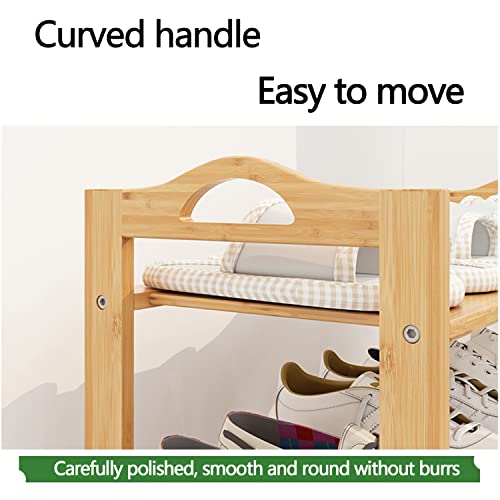 JAPIIM 4-Tier Free Standing Shoe Racks, Practical Storage Shelves, Storage Racks, Free Standing Shoe Racks for Bedroom Hallway Closets (Bamboo Strips)