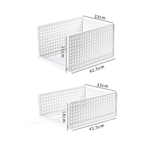 HOUTBY Stackable Wardrobe Organizer Drawer Plastic Storage Shelves Multifunctional Closet Cabinet Cube Basket Bins Organizer Containers for Clothes Shoes Toys Towels Bedroom Living Room