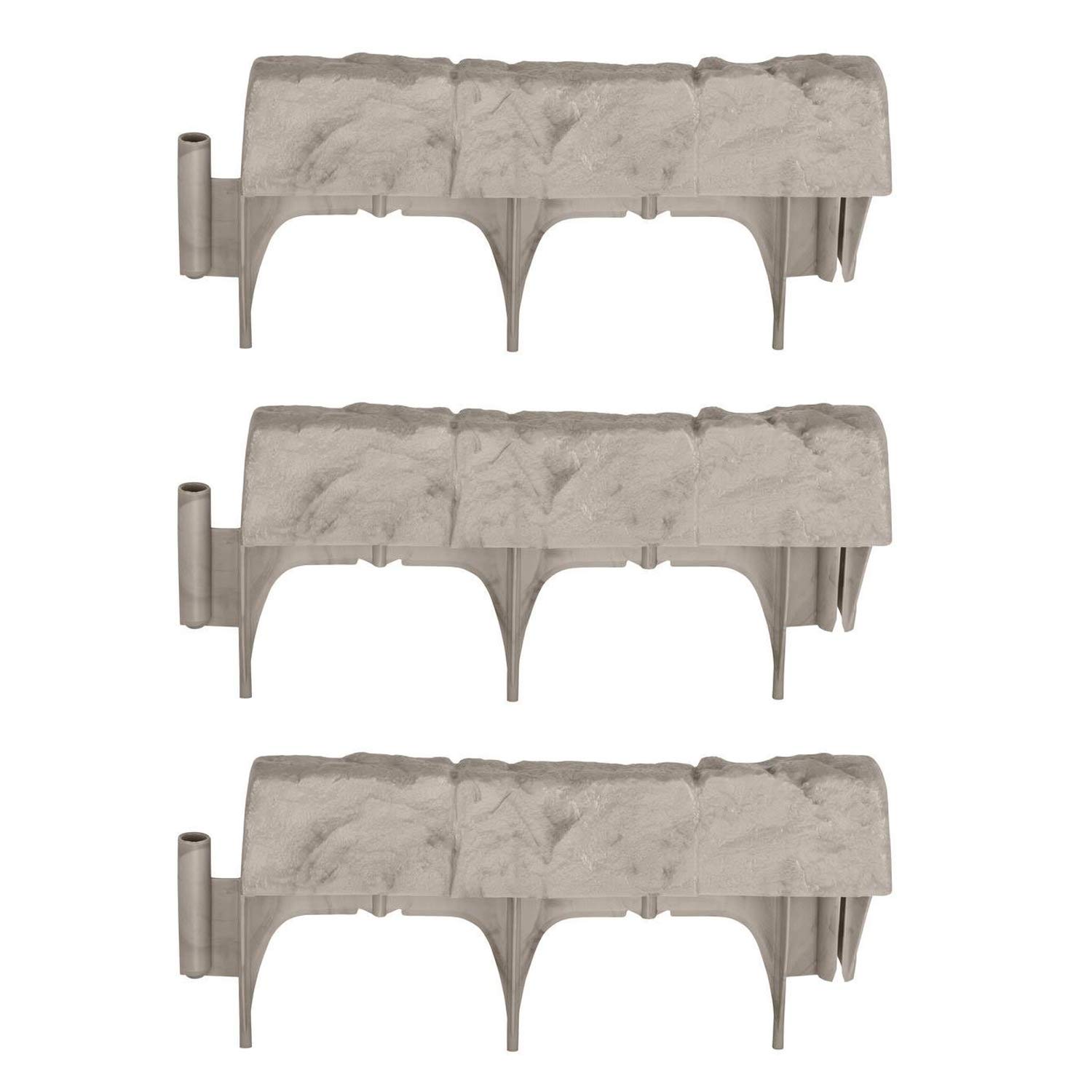 Suncast Water Resilient Landscape Design Border, 12 Inch Sections, Decorative Natural Rock Stone Edging for Garden, Lawn, and Landscaping, (30 Pack)