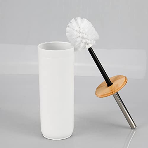 Bathroom Accessories Set, Set of 8 Piece Plastic Gift Set Toothbrush Holder,Toothbrush Cup,Soap Dispenser,Soap Dish,Toilet Brush Holder,Trash Can,Cotton Swab can for Bathroom (White bamboo-8pcs)