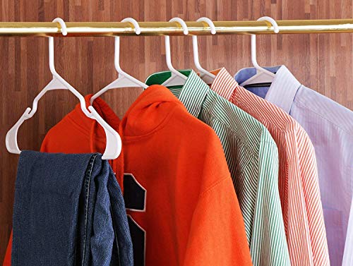 Utopia Home Plastic Hangers 100 Pack - Durable, Slim & Sleek Hangers with Shoulder Grooves - White & Black Clothes Hangers