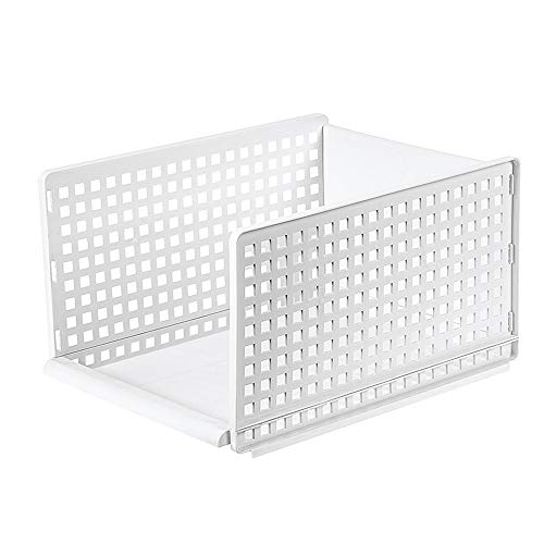 HOUTBY Stackable Wardrobe Organizer Drawer Plastic Storage Shelves Multifunctional Closet Cabinet Cube Basket Bins Organizer Containers for Clothes Shoes Toys Towels Bedroom Living Room