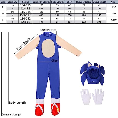 nezababy The Hedgehog Costume Boys Cartoons Jumpsuit Gloves Headpiece Outfit Kids Halloween Costume (Large)