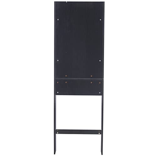 ME2 Bathroom Over The Toilet Storage Cabinet, 77'' Taller Bathroom Organizer Shelf Space-Saving Collect Cabinet with Shelves and Double Doors, Black