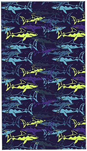 Shark Hand Face Towels Blue Microfiber Towels Soft Bath Towel Absorbent Hand Towels Multipurpose for Bathroom Hotel Gym and Spa Towel 15.7x27.5 Inch